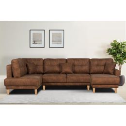 Home Affaire Wohnlandschaft &raquo;TRIPLO U-Form wahlweise mit Schlaffunktion, B/T/H: 310/192/90 cm&laquo; Schlafsofa, auch mit Bettkasten, Steppung im 