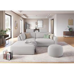 Sit & More sit&more Ecksofa &raquo;Cadabra L-Form&laquo; Breite 243 cm, inklusive Sitztiefenverstellung silber Samtoptik (100% Polyester);Soft clean (98% Polyester, 2% 
