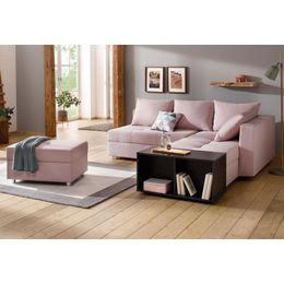 Home Affaire Ecksofa &raquo;Italia L-Form&laquo; mit Bettfunktion, mit Federkern rosa Struktur fein (100% Polyester);Microfaser PRIMABELLE (100% Polyester)