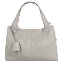CLUTY Damen Shopper echt Leder, Made in Italy grau