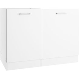KOCHSTATION Sp&uuml;lenschrank &raquo;KS-Milan&laquo; Sp&uuml;lzentrum 110 cm, matte oder hochgl&auml;nzende Fronten wei&szlig; Spanplatte