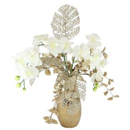 I.GE.A. Winterliche Kunstpflanze &raquo;Gesteck mit Orchidee in Keramikvase, festliche Weihnachtdeko,&laquo; Kunstblumen-Arrangement, Blumenensemble, 