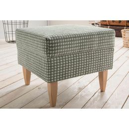 Home Affaire Hocker &raquo;Asino&laquo; mit Hahnentritt-Bezug gr&uuml;n Strukturstoff Hahnentritt (55% Polyester, 45% Polyacryl)
