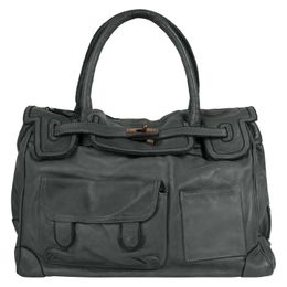 Samantha Look Damen Shopper echt Leder, Made in Italy grau