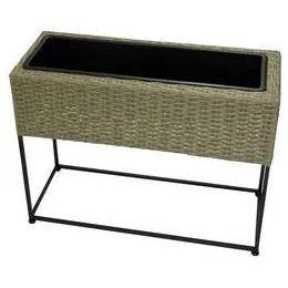 Pflanzkasten Poly Rattan 65 x 24 x 52 cm natur mit Einsatz