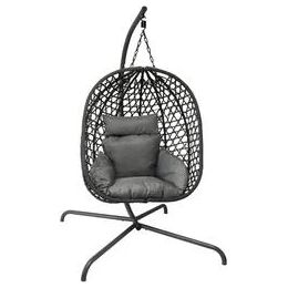 Polyrattan H&permil;ngekorb Kynast mit Gestell 194 cm inkl. Sitz-und Kopfkissen