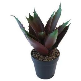 K ̧nstliche Aloe Vera im Topf mit Steindeko H&circ;he 27 cm Pflanze dunkelrot