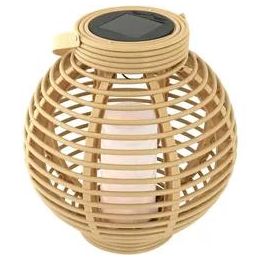 Garten Laterne Rattan-Optik 23,5 x &yuml; 22 cm Natur Solarbetrieben Dekolicht