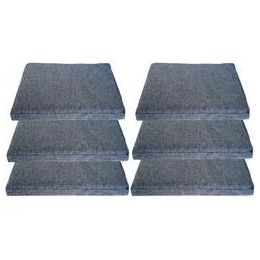 Sitzkissen Stuhl Kissen 6er Pack 45,5 x 44,5 x 4cm anthrazit