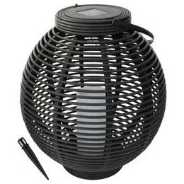 Garten Laterne Rattan-Optik 43,5 x &yuml; 38 cm Schwarz Solarbetrieben Dekolicht