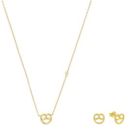 Amor Damen Ohrring und Ketten Set &raquo;Breze, Volksfest, Trachtenschmuck&laquo; (Set, 3 Stk. tlg.) mit Zirkonia (synth.) gold