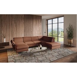 Home Affaire Wohnlandschaft &raquo;Calypso U-Form&laquo; wahlweise mit motorischer Relaxfunktion braun 100%Polyester