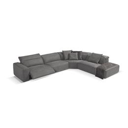 Egoitaliano Ecksofa &raquo;Beverly, extravangantes Designsofa mit erstklassigem Sitzkomfort&laquo; wahlweise mit elektrischer Relaxfunktion, Kopfteilverstellung grau Luxus-