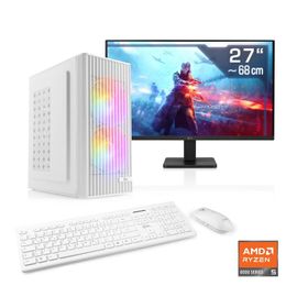 CSL PC-Komplettsystem &raquo;Spectrum V25230&laquo; 27 &prime;&prime; AMD Ryzen 5 GeForce RTX 3050 32 GB RAM 1.000 GB SSD wei&szlig; Inkl. 27 Zoll Full-HD Monitor, Maus, Tastatur, 
