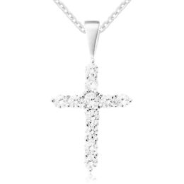 Firetti Damen Kette mit Anh&auml;nger &raquo;Schmuck Geschenk Silber 925 Halsschmuck Halskette Ankerkette Kreuz&laquo; mit Zirkonia (synth.) bunt