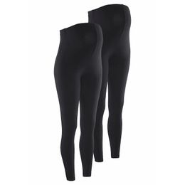 Neun Monate Damen Umstandshose &raquo;2 St&uuml;ck Umstands-Hosen f&uuml;r Schwangerschaft und Stillzeit&laquo; 2er Pack Leggings f&uuml;r Schwangerschaft & Stillzeit schwarz 40