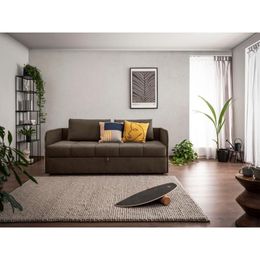 Alina Schlafsofa &raquo;Marla&laquo; inkl. Stauraum und 2 R&uuml;ckenkissen braun Chenille EQE (100% Polyester)