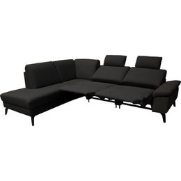 Alina Ecksofa inkl. Kopfst&uuml;tzen, wahlweise mit Relaxfunktion, Breite: 243 cm schwarz Struktur GBA (100% Polyester)