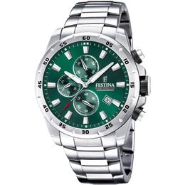 Festina Herren Chronograph &raquo;Chronograph Sport&laquo; Armbanduhr, Quarzuhr, Herrenuhr, Stoppfunktion, Edelstahlarmband silber
