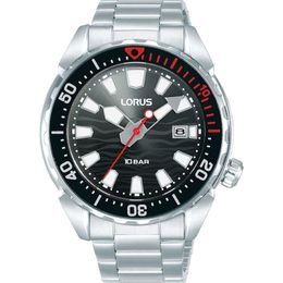 Lorus Herren Lorus Quarzuhr Armbanduhr, Herrenuhr, Edelstahlarmband, analog, Datum, Leuchtindizes silber