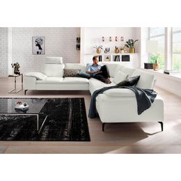 W.Schillig Ecksofa &raquo;valentinoo, Designsofa, elegant und bequem, L-Form&laquo; mit Sitztiefenverstellung, Breite 318 cm wei&szlig; Longlife Xtra-Leder Z59: 