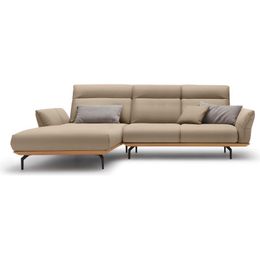 Creation BY ROLF BENZ Ecksofa &raquo;CR.460&laquo; Sockel in Eiche, Alugussf&uuml;&szlig;e in umbragrau, Breite 298 cm beige NaturLEDER OSKAR (echtes Rindsleder)
