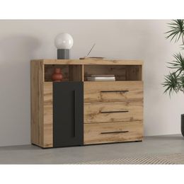 OTTO home &raquo;Roger,Breite 120cm, moderne Anrichte mit 3 Schubladen&laquo; Sideboard mit viel Stauraum, Masse 120x92x38,5 (B/H/T) braun FSC -zertifizierter 
