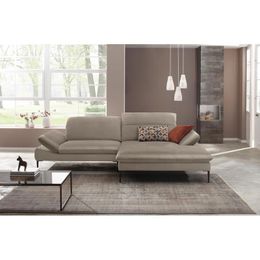 W.Schillig Ecksofa &raquo;enjoy&MORE, Designsofa, elegant und bequem, L-Form&laquo; Sitztiefenverstellung, F&uuml;&szlig;e schwarz pulverbeschichtet, Breite 294 cm braun 