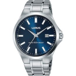 Lorus Herren Lorus Quarzuhr Armbanduhr, Herrenuhr, Edelstahlarmband, analog, Datum silber