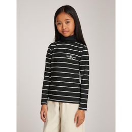 Calvin Klein Jeans M&auml;dchen Rollkragenshirt &raquo;Slim Roll Neck Stripe Ls T-Shirt&laquo; f&uuml;r Kinder bis 16 Jahre und mit Logoschriftzug schwarz 12 (152)