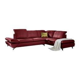 W.Schillig Ecksofa &raquo;Taoo, elegant und zeitlos, bequem, L-Form&laquo; mit Sitziefenverstellung & Kopfteilverstellung rot Longlife Xtra-Leder Z59: Glattleder 