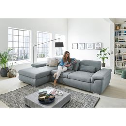 Die PlanBar Ecksofa &raquo;MP-IN17041 L-Form&laquo; mit Sitztiefenverstellung, optional Kopfteilverstellung & Bettfunktion grau 100% Polyester