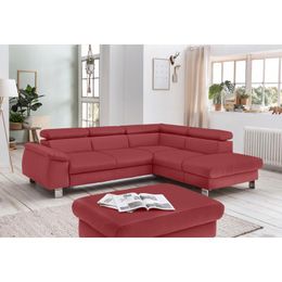 COTTA Ecksofa &raquo;Komaris L-Form, B: 249 cm&laquo; mit Kopfteilverstellung, optional Bettfunktion, Bettkasten & Licht rot Microfaser PRIMABELLE (100% Polyester