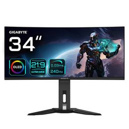 Gigabyte Curved-OLED-Monitor &raquo;MO34WQC2&laquo; 86,8 cm/34 &prime;&prime; 3440 x 1440 px WQHD 0,03 Reaktionszeit 175 Hz schwarz Neigbar,h&ouml;henverstellbar, schwenkbar, Aim 