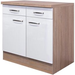 Flex-Well Unterschrank &raquo;Florenz&laquo; (B x H x T) 80 x 86 x 60 cm, f&uuml;r viel Stauraum wei&szlig; Holzwerkstoff Sonoma Eiche, B/H/T: 80cm x 86cm x 57cm, Schubladen: 2 Stk. 