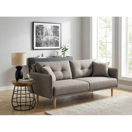 Home Affaire Schlafsofa &raquo;SORENITY, 196 cm, 3-Sitzer, verstellbare R&uuml;ckenlehne&laquo; Klappmechanismus, feiner Webstoff, nat&uuml;rliche Farben Holzgestell, 