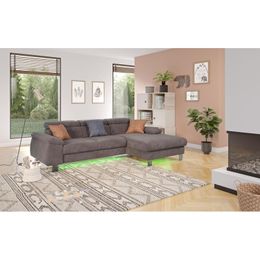 COTTA Ecksofa &raquo;Komaris L-Form, B: 244 cm&laquo; mit Kopfteilverstellung, optional Bettfunktion, Bettkasten & Licht grau 94% POLYESTER (PES) 6%POLYAMID (PA)