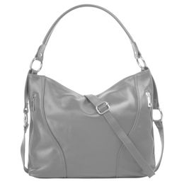 Samantha Look Damen Henkeltasche echt Leder, Made in Italy grau