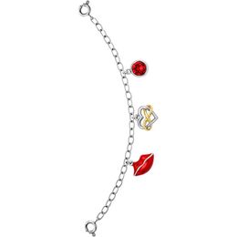 JULIE JULSEN Damen Uhrencharmeinh&auml;nger &raquo;Charming Red Lips, JJCG28645-4&laquo; Herz, Unendlichkeit, Uhrenkette, Accessoire, Geschenkidee silber