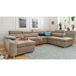 Sit & More sit&more Wohnlandschaft &raquo;Riva U-Form&laquo; wahlweise mit Bettfunktion beige Struktur (100% Polyester);Flachgewebe (100% Polyester);Luxus-Microfaser (100% 