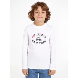 Tommy Hilfiger Jungen Langarmshirt &raquo;MONOTYPE FLOCK REGULAR TEE LS&laquo; Kinder bis 16 Jahre mit Logoschriftzug wei&szlig; 16 (176)