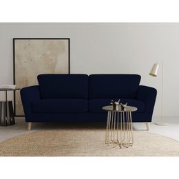 Home Affaire 3-Sitzer &raquo;MARSEILLE 3er Sofa 206 cm, Cord, Flachgewebe, Struktur, Webstoff&laquo; Massivholzbeine Eiche, Landhausstil, Wellenunterfederung blau