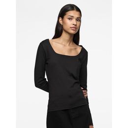 Pieces Damen Pieces Langarmshirt &raquo;PCNEJA LS REVERSIBLE TOP NOOS EXP BC&laquo; 2 in 1 umkehrbar 2 Ausschnittvarianten schwarz XS
