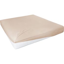 Primera Spannbettlaken &raquo;Elasthan-Feinjersey&laquo; PREMIUM, aus 95% gek&auml;mmter Baumwolle und 5% Elasthan, bis 28 cm H&ouml;he beige Jersey-Elasthan, Obermaterial: 95% 