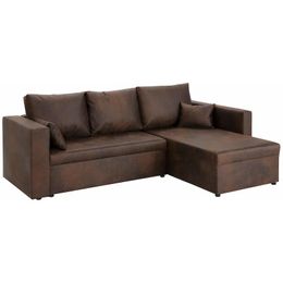 Home Affaire Ecksofa &raquo;Pur L-Form&laquo; wahlweise mit Bettfunktion braun Struktur (100% Polyester);100% Polyester Melrose ;Luxus-Microfaser Nubuk (100% 