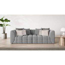 s.Oliver Big-Sofa &raquo;COBBO 3-Sitzer Design-Sofa Bubble-Optik, Ma&szlig;e B/T/H: 259/126/104 cm&laquo; mit vielen Kissen, moderne Steppung und hoher Sitzkomfort grau