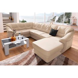 Sit & More sit&more Wohnlandschaft &raquo;Savona U-Form, B: 320 cm&laquo; optional Bettfunktion, Federkern beige Luxus-Kunstleder;Primabelle -Microfaser;NaturLederKorpus ist