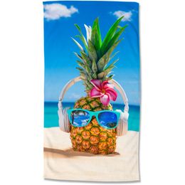 Good Morning Strandtuch &raquo;Pineapple&laquo; Mikrofaser, 100x180, Schnelltrocknend, Sommer, Strand, Erwachsene bunt Microfaser, Obermaterial: 100% Polyester