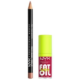 Nyx Cosmetics Nyx Professional Makeup Damen NYX PROFESSIONAL MAKEUP Schmink-Set &raquo;Slim Lip Pencil + Fat Oil Lip Drip&laquo; Butterweicher Lipliner, gl&auml;nzender Lipgloss, 