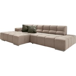 designwerk Ecksofa &raquo;Temple, Designsofa trifft hohen Sitzkomfort, L-Form&laquo; mit Sitztiefenverstellung beige 100% Polyester